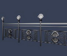 Curved stair with wrought iron railing 3d model 3ds max files free ...