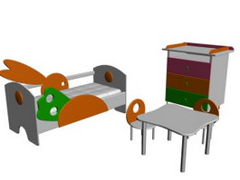 Children Furniture Wall Storage Cabinet 3d model 3DMax files free ...