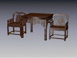Chinese antique wooden carved chair 3d model 3dsmax files free download ...
