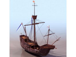 1500s Spain three-masted sailing ship 3d model 3DS files free download ...