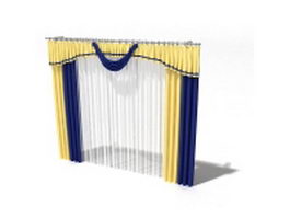 Yellow and blue drape with sheer curtain 3d model 3dsMax,3ds files free ...