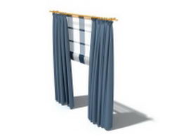 Printed shades curtain 3d model 3dsmax files free download - modeling ...