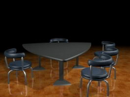 Triangle conference desk with chairs 3d model 3dsMax files free ...