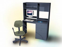 Computer table with shelves 3d model 3dsMax,AutoCAD files free download ...