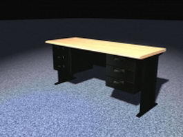 L-shaped office computer workstation 3d model 3dsMax files free ...