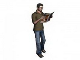 Man standing reading magazine 3d model 3ds max files free download - CadNav