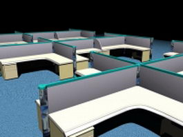 U-shaped cubicle 3d model 3dsMax files free download - modeling 17375 ...