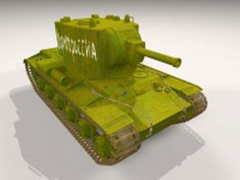 Russian KV-2 heavy artillery tank 3d model 3ds Max files free download ...
