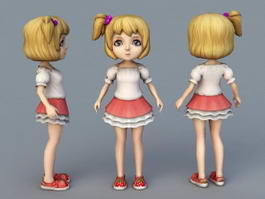 Cute Cartoon Girl Character 3d model 3ds Max,Autodesk FBX files free ...