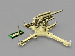 Pak 43 German 88 mm Anti-tank Gun 3d model Maya files free download ...