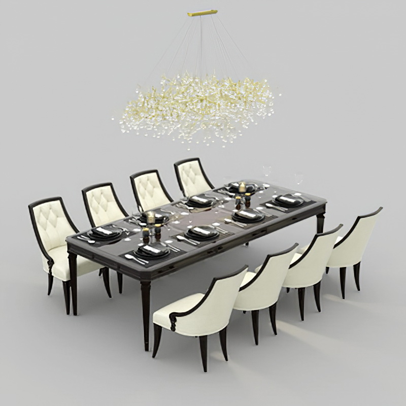 9 Piece Big Dining Room Sets 3d Model 3ds Max Files Free Download CadNav
