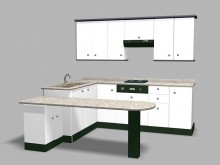 Small Kitchen With Breakfast Counter 3D Model Download - 3ds Max Files ...